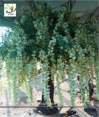 China UVG 2m Artificial Indoor Tree Green Silk Wisteria Flowers Wedding Decoration for sale