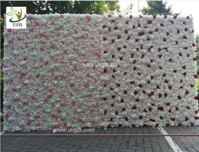 China UVG 8ft High Pink Realistic Fake Roses Wedding Flower Wall Backdrop CHR1136 for sale