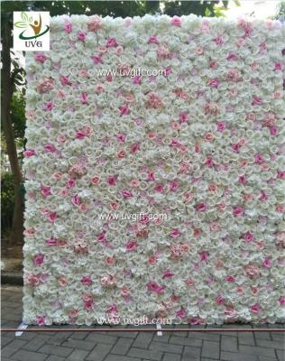 China Artificial Rose Flower Wall Panel UVG DIY Luxury Backdrop Wedding Stage Decoration 60x60cm for sale
