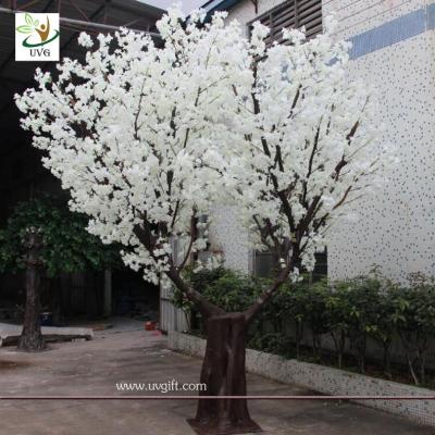 China White Artificial Cherry Blossom Tree UVG CHR137 1.5m Fake Sakura Branches for Wedding Event Decoration for sale
