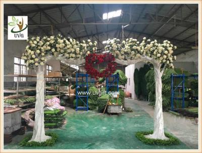 China White Artificial Flowering Tree Silk Rose Branches UVG CHR139 for Party Decoration 1.5m for sale
