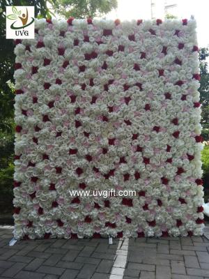 China Artificial Flower Wall Backdrop UVG Summer Outdoor Ivory Wedding Stage Decoration 60x60cm for sale