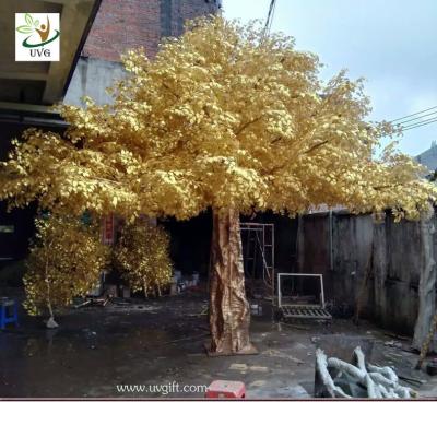 China UVG 4m Tall Living Gold Banyan Leaves Artificial Tree for Outdoor GRE056 for sale