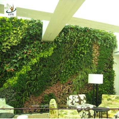 China UVG GRW030 Green Artificial Plants Flowers Outdoor Garden Wall Grass Panels 50x50cm for sale