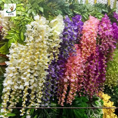 China 110cm Faux Wisteria Silk Flower Arrangement Long Shoot UVG for Wedding Decoration WIS016 for sale