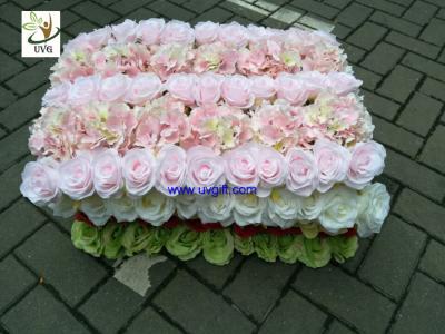 China UVG Artificial Flower Mat Carpet Roses Hydrangeas 60x60cm Wedding Backdrop Wall Decoration CHR1136 for sale