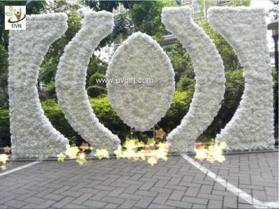 China Artificial Rose and Hydrangea Flower Arch UVG Luxury Wedding Stage Backdrop Decoration CHR1146 for sale
