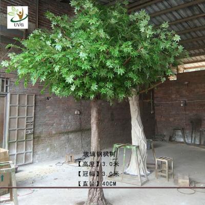 China UVG High Simulation Fiberglass Indoor Fake Tree Green Imitation Maple Leaves Party Decoration 6ft for sale