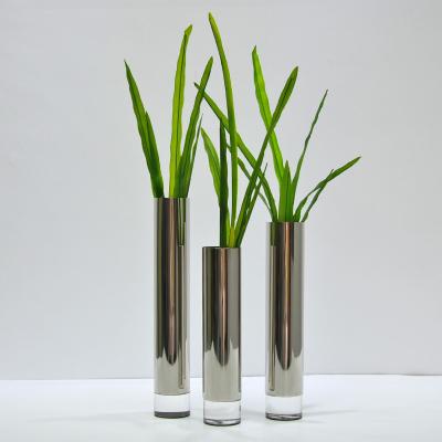 China Custom Various Specifications Stainless Steel Metal Round Cylindrical Home Decor Floor Vases for sale