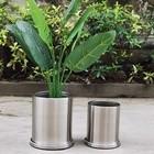 China Custom Square or Round Stainless Steel Vase Large Metal Garden Planter Indoor Outdoor for sale