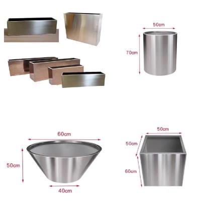 China Custom Stainless Steel Flowerpot Square Round Indoor Outdoor Home Decor 10 Piece MOQ for sale