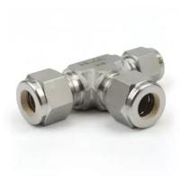 China Stainless Steel 316 Union Tee 3 Way Tube Connector Double Ferrule Compression Fitting 1/16 to 2 inch for sale