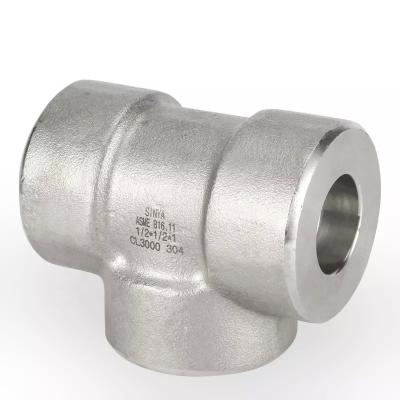 China ASME B16.11 3000LB 6000LB Stainless Steel 304 316 Socket Weld Tee 1/8-4 Inch for sale