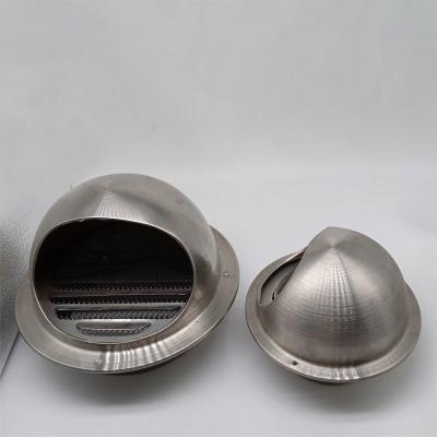 China 304 Stainless Steel Round Air Vent 5 Inch Exhaust Grille Louvered Silver 0.4mm Thick for sale