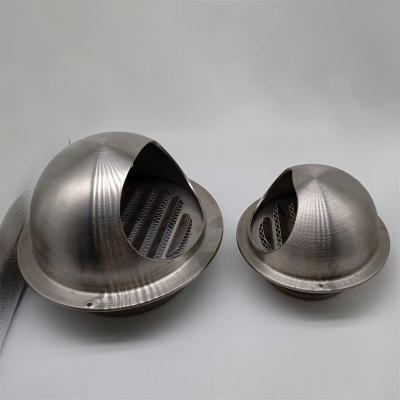 China 304 Stainless Steel 4 Inch Round Air Vent Exhaust Grille Louvered Silver Duct Cover for sale