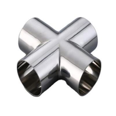 China SS316L Sanitary Pipe Fitting Food Grade Stainless Steel Equal Cross Tee 1/2 to 32 Inch for sale