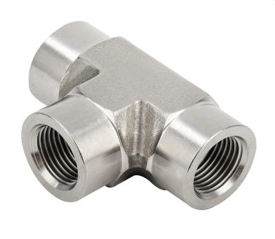 China 304 Stainless Steel Forged Tee 1/8 NPT Female 3 Way T Fitting Pipe Connector for sale
