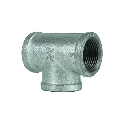 China Threaded Reducing Tee Galvanized Malleable Cast Steel Stainless Steel Pipe Fitting 1/2 inch for sale