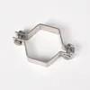 China SS304 Hex Pipe Holder Hexagon Pipe Hanger Tube Support with PVC Sleeve 1/2-6 inch for sale