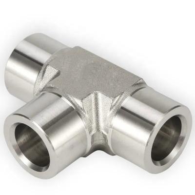 China Alloy Steel Forged Pipe Fittings Stainless Steel Threaded Socket Welding Tee 3000 lb for sale