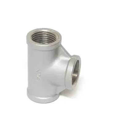 China Stainless Steel Tee Pipe Fitting 304 316 1/8 to 4 Inch Custom Size DN15 DN200 for sale