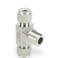 China Stainless Steel Double Ferrule Fitting 1/4 Connector Twin Ferrule Parker Type Compression Fitting BSPT Thread Male Branch Tee for sale