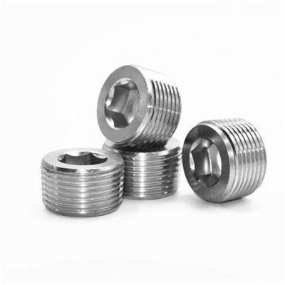 China Stainless Steel Plug 1/8 to 4 Inch Male BSP NPT Round Hex Head Pipe Fitting for sale