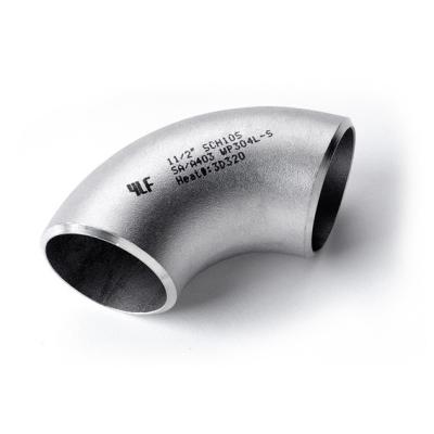 China 90 Degree Butt Welded Elbow Stainless Steel Pipe Fitting 304 316L 1/2 to 8 Inch for sale