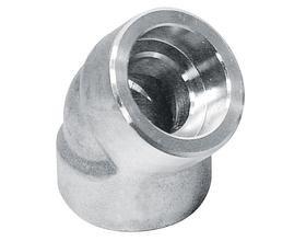China Stainless Steel 45 Degree Socket Weld Long Radius Elbow Forged Pipe Fitting 1/2 Inch for sale