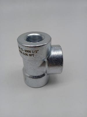 China 1/2 x 1/4 Inch Female NPT Threaded Tee 3000 Class Malleable Iron Pipe Fitting for sale