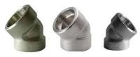 China Stainless Steel 45 Degree Socket Weld Long Radius Elbow Forged Pipe Fitting 1/2 Inch for sale