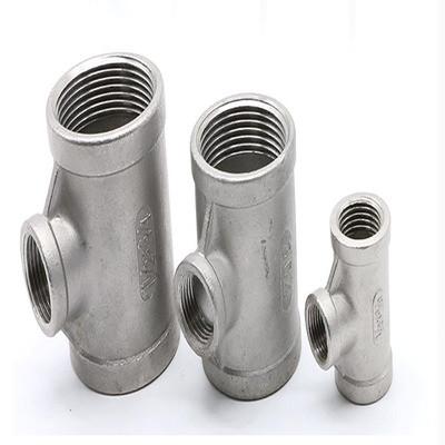China Stainless Steel Reducing Unequal Tee Threaded Pipe Fitting 1/2-10 Inch SS304 SS316L for sale
