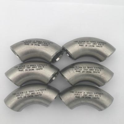 China ASME B16.9 Duplex Stainless Steel 2507 90° LR Elbow Butt Weld Fitting for Pipe Lines for sale