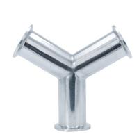 China 304 316L Stainless Steel Sanitary Y Type 3 Way Tee Pipe Fittings 1 to 6 inch DN10-DN150 for sale