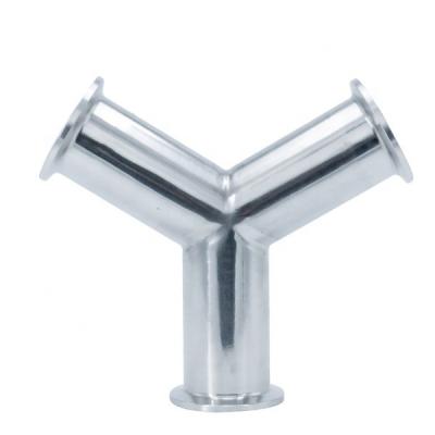 China 304 316L Stainless Steel Sanitary Y Type 3 Way Tee Pipe Fittings 1 to 6 inch DN10-DN150 for sale