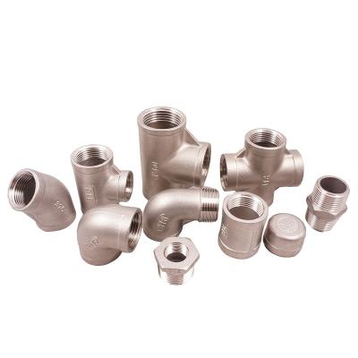 China SS 304 Hydraulic Cross Stainless Steel Water Pipe Fittings 1/8-8 Inch Female Thread for sale