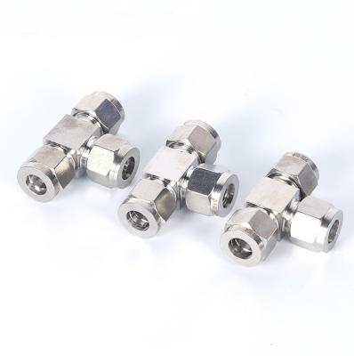 China SS304 Stainless Steel Double Ferrule Equal Union Tee Three Way Compression Tube Fitting for sale