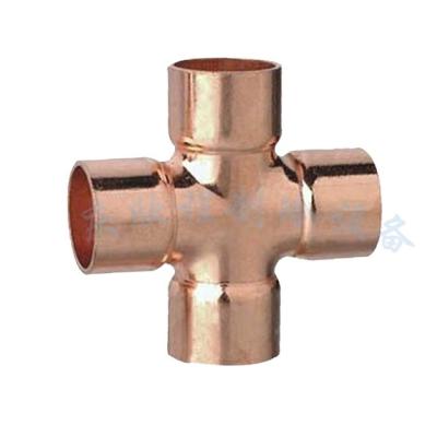 China Copper 4 Way Pipe Fitting Tee Cross 32Mpa AC Parts Connecting Tube C1220 for sale