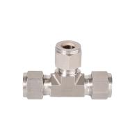 China Stainless Steel Double Ferrule Compression Tube Union Tee 3/8 OD SS304 SS316 10000 Psi for sale