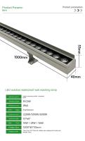 China Waterproof Linear Exterior LED Wall Wash Lights 1000lm 48W 72W for sale