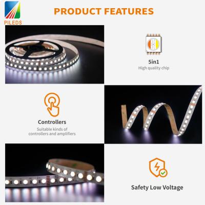 China High Lumen SMD 5050 5 in 1 RGBCCT Dc 12V 24V 5M 300 LEDs RGB Mixed Dual Color Flexible Led Light Strip RGBWW for sale