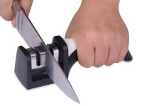 China Red ABS Two Step Knife Sharpener With Tungsten Steel For Metal Knife for sale