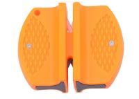 China Sport Outdoor Knife Sharpener Yellow ABS Ceramic Tungsten Steel Knife Sharpener for sale