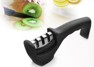 China 3 Stage Kitchen Knife Sharpener System for Knife Black Color 205*50*70MM for sale
