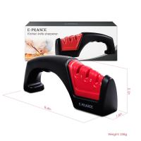 China Convenient Red 3 Stage Knife Sharpener For Kitchen Knife Sharpening System for sale