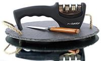 China Black Pull Through Knife Sharpener Ceramic Steel Knife Sharpener With Rubber Painting for sale