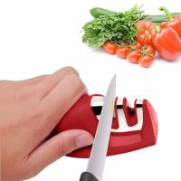 China Small Mini Manual Sharpening Stone Kitchen Edge Grip 2 Stage Knife Sharpener, Black for sale