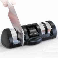 China Universal Black Manual Professional Knife Sharpener Stainless Steel With Suction Pad for sale