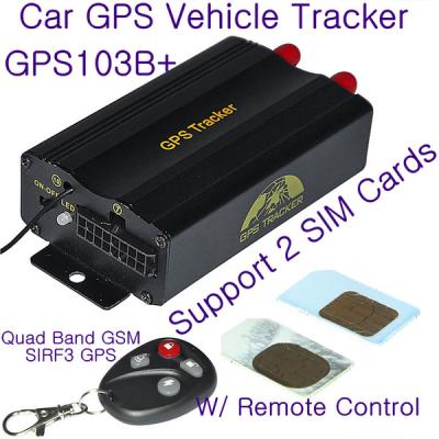 China GPS103B+ Remote Control Car GPS Vehicle Tracker W/ 2 SIM Slot & Central Locking Detection for sale