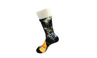 China Slip Resistant Black 3D Printed Socks With Long White Gloss Elasticity Comfortable for sale